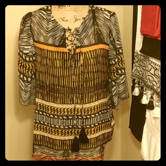 Cato | Tops | Cato Sheer Sahara Print Blouse | Poshmark